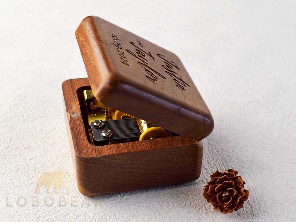 Personalized Music Box-Vintage Walnut Wood Music Box-Custom Music Box ...